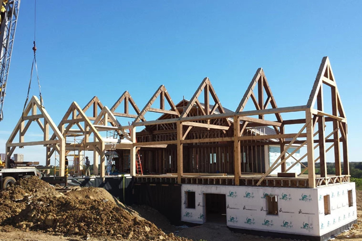 Mt. Horeb, WI | White Pine Trusses | Custom Timber Frames